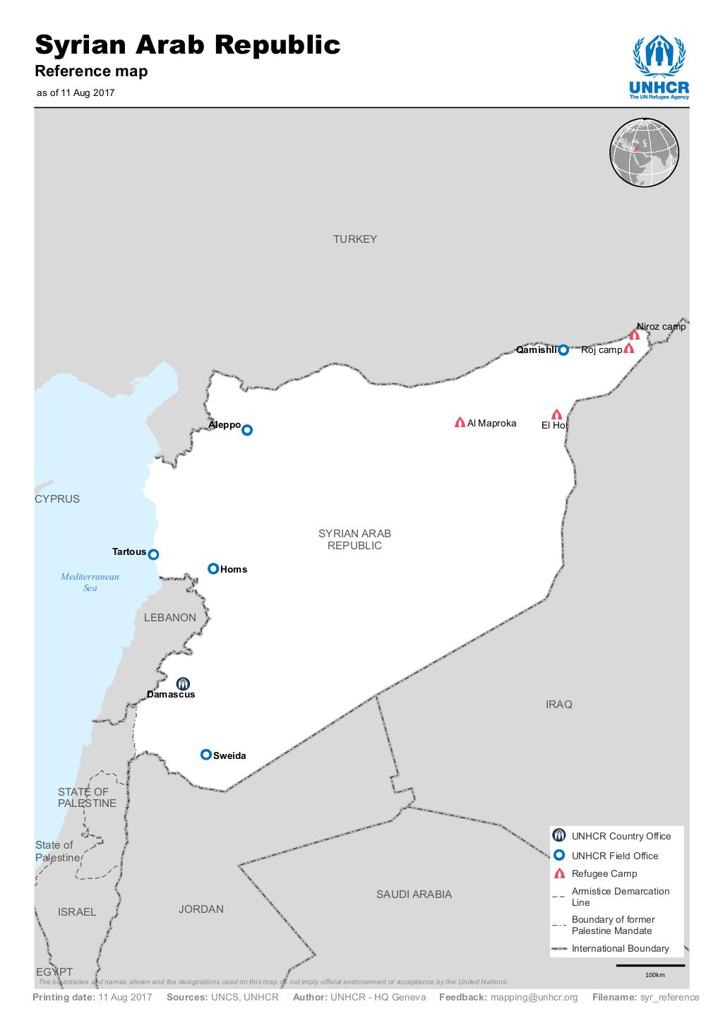 Document - Syrian Arab Republic - Reference map - 11 August 2017