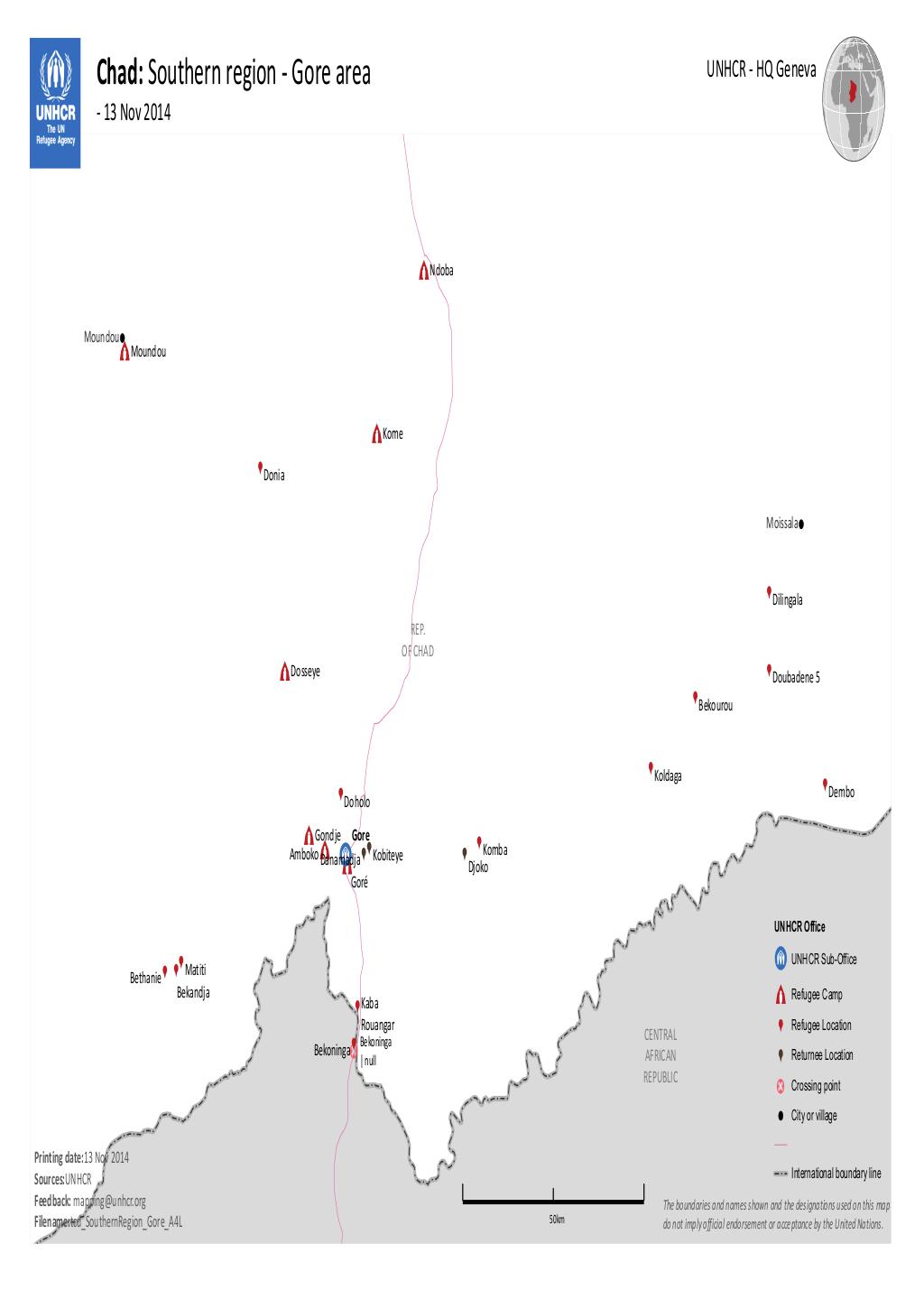 Document - Chad - Southern region, Gore area - 13 November 2014