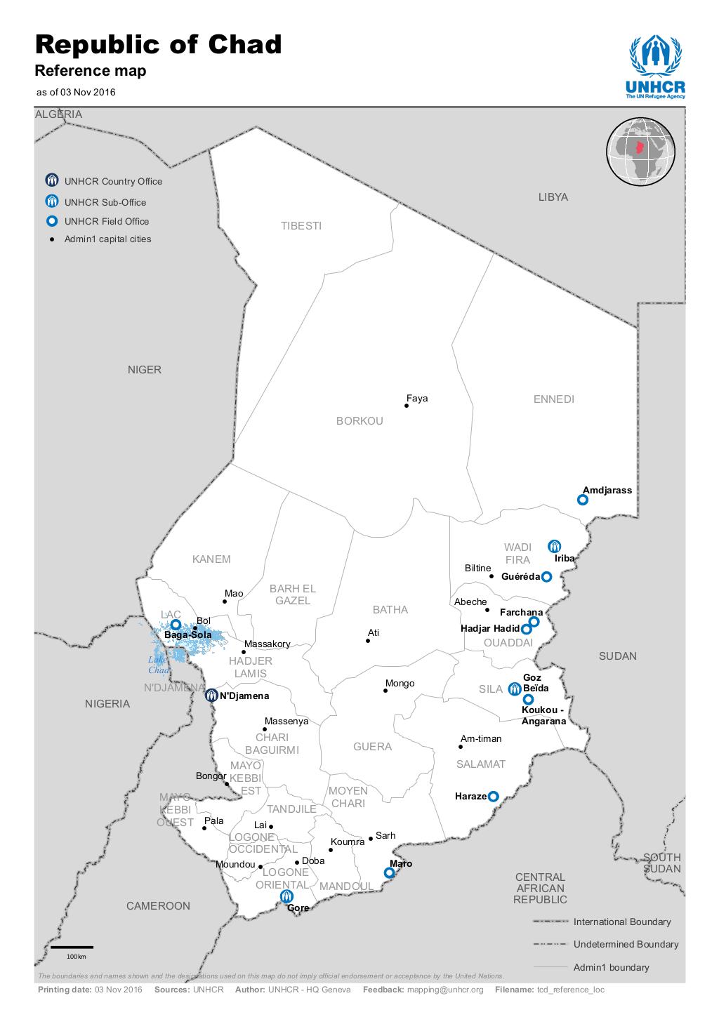 Document - Republic of Chad - Reference Map - 03 November 2016