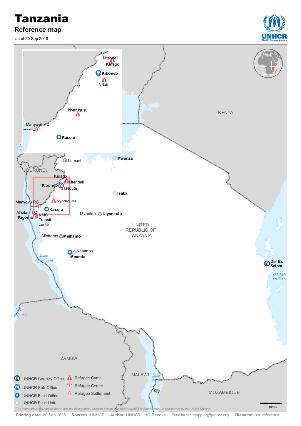 Document - Tanzania - Reference map - 20 September 2016
