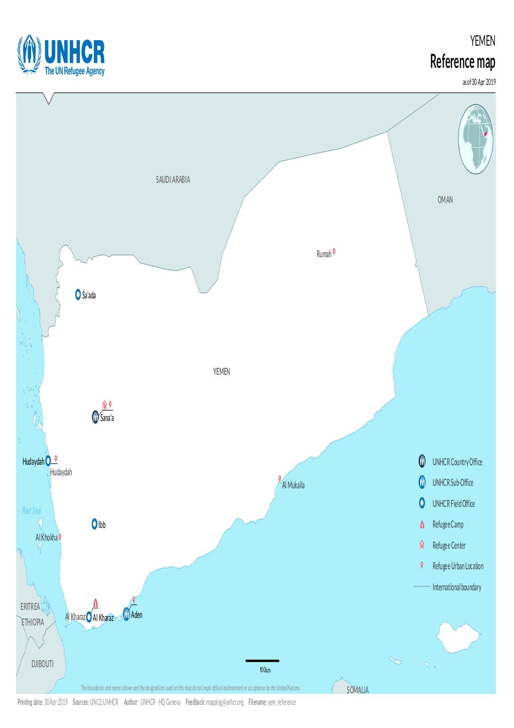 Document - Yemen - Reference map - 30 April 2019