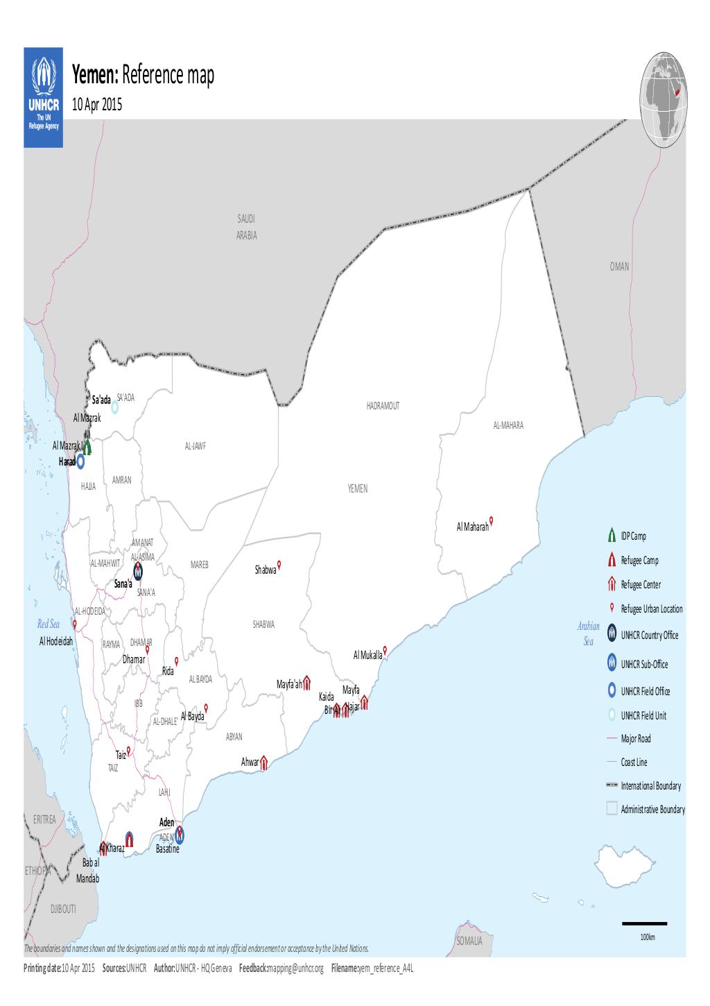 Document Yemen Reference Map 10 April 2015