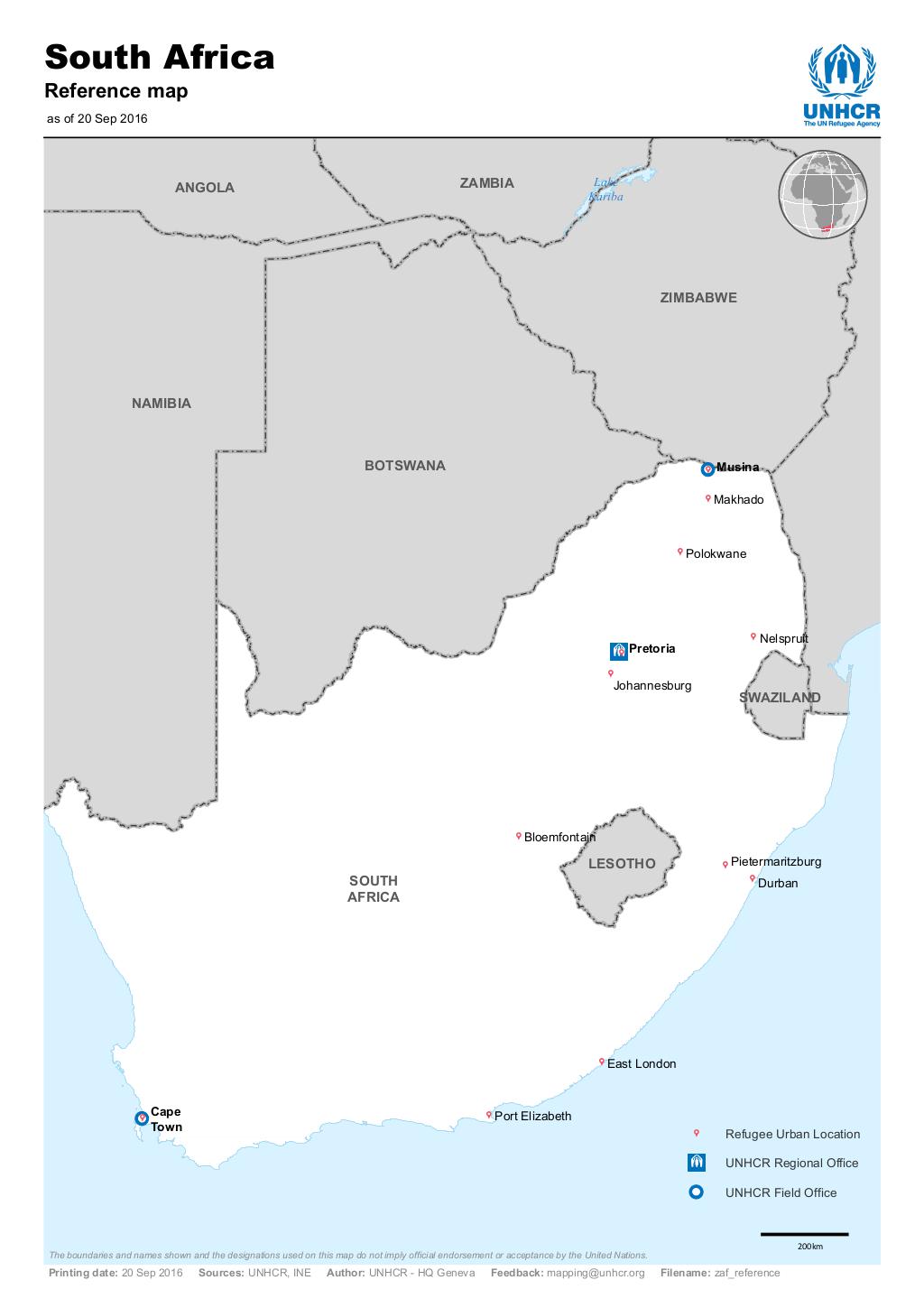 Document - South Africa - Reference Map - 20 September 2016